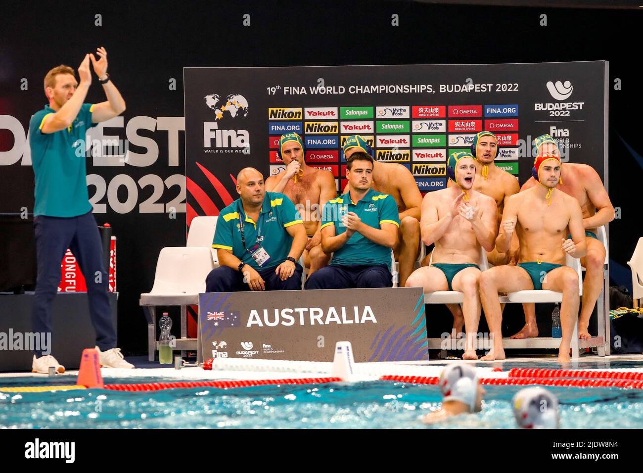SZEGED, HUNGARY - JUNE 23: Team of Australia cheering, Reilly Dann ...