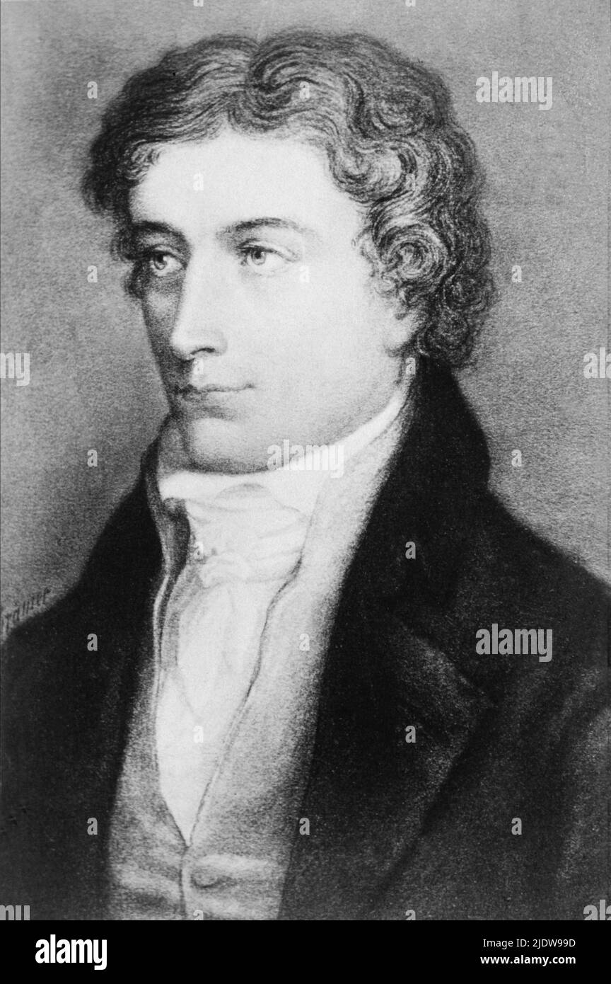 The english poet JOHN KEATS ( 1795 - 1821 ) , popular portrait engraved ...