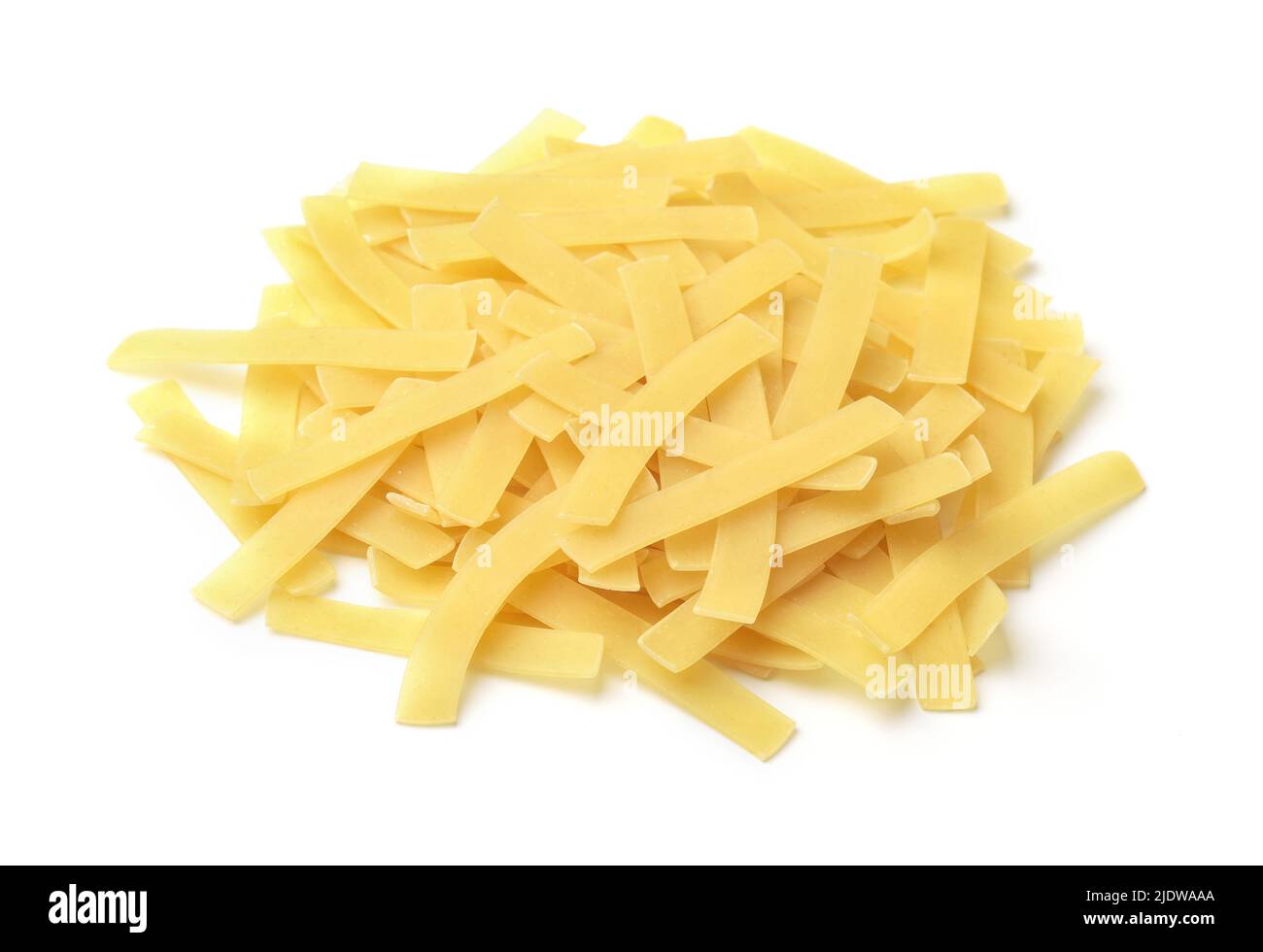 Pile of uncooked short cut ribbon pasta isolated on white Stock Photo ...