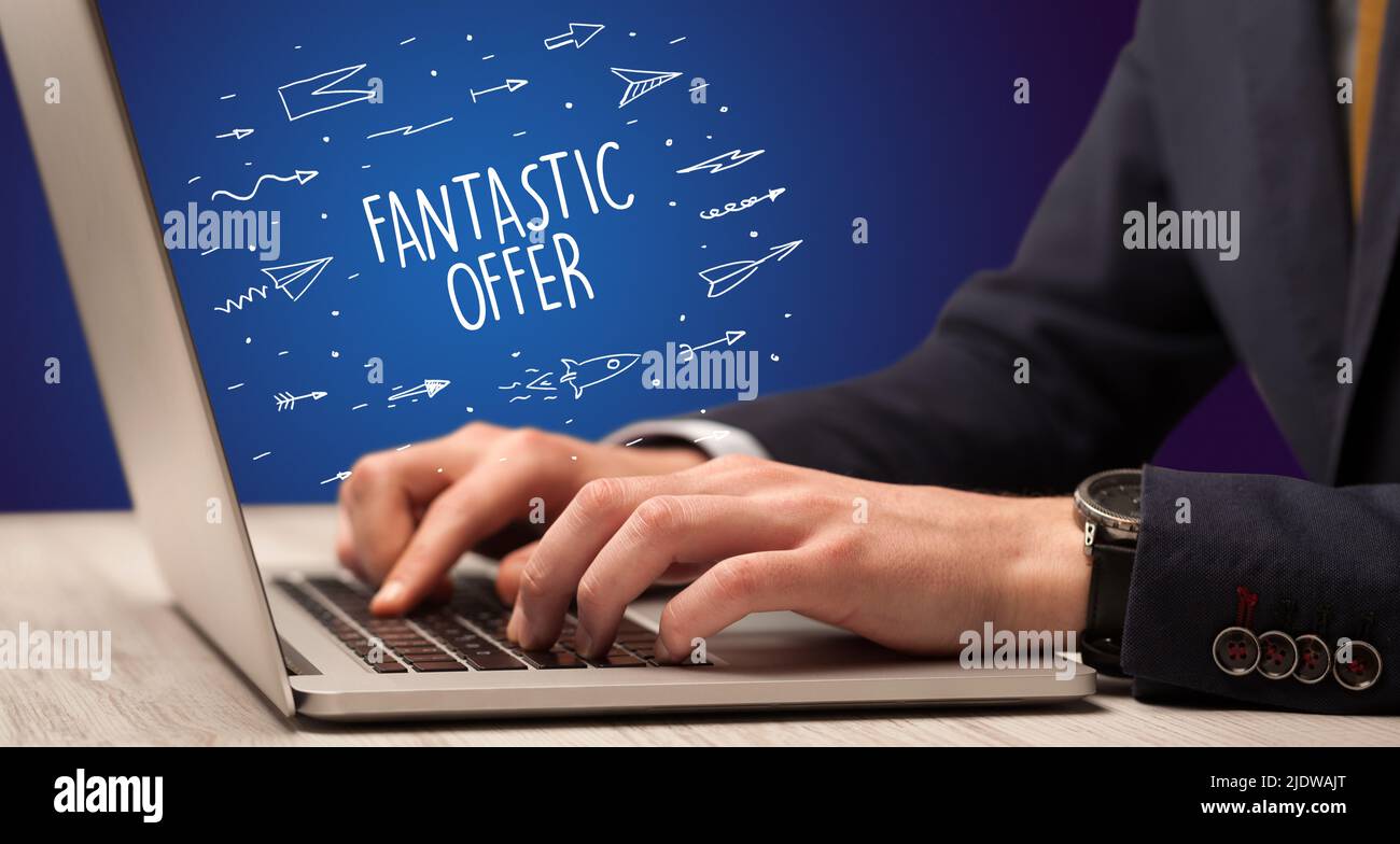 Businessman working on laptop, e-commerce concept Stock Photo - Alamy