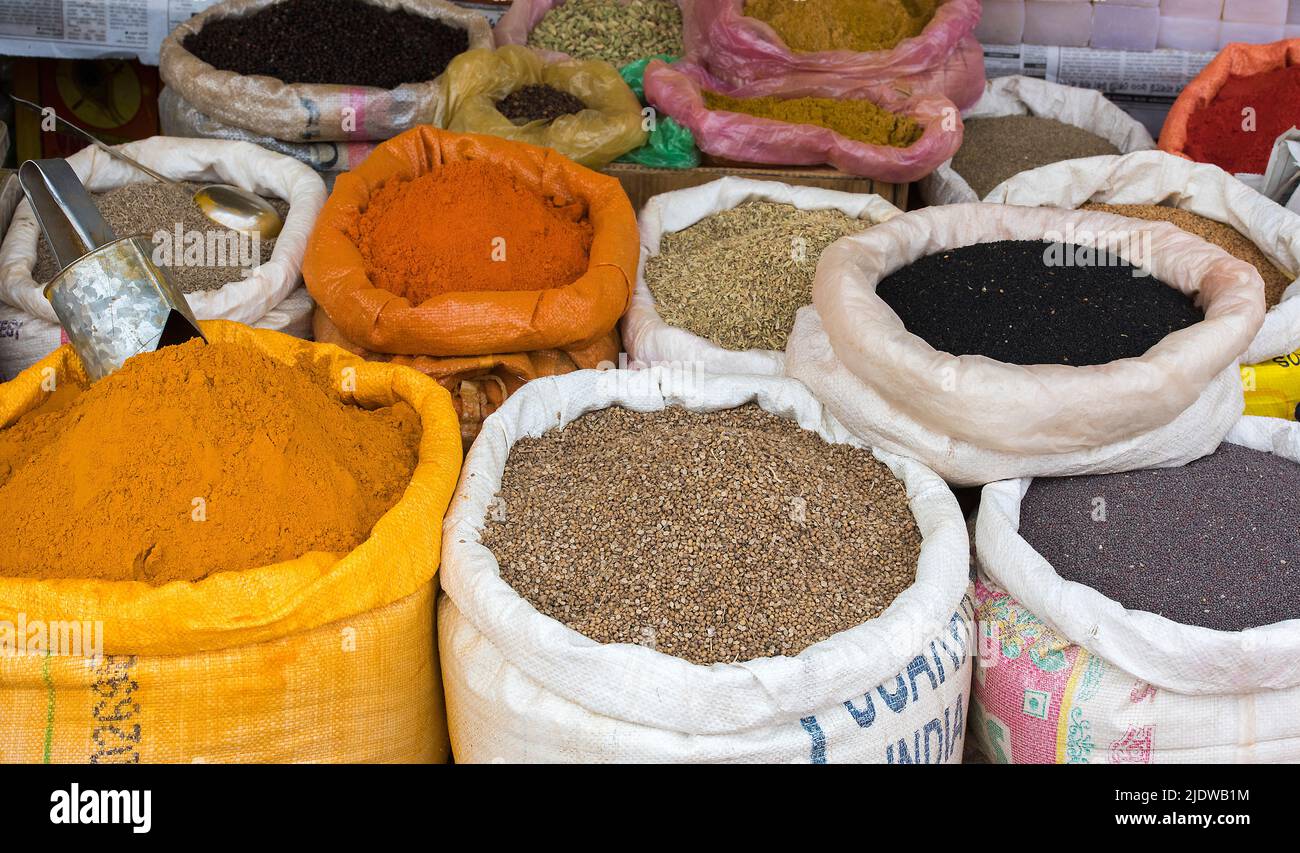 Spices on an Indian marked in Assam Stock Photo - Alamy
