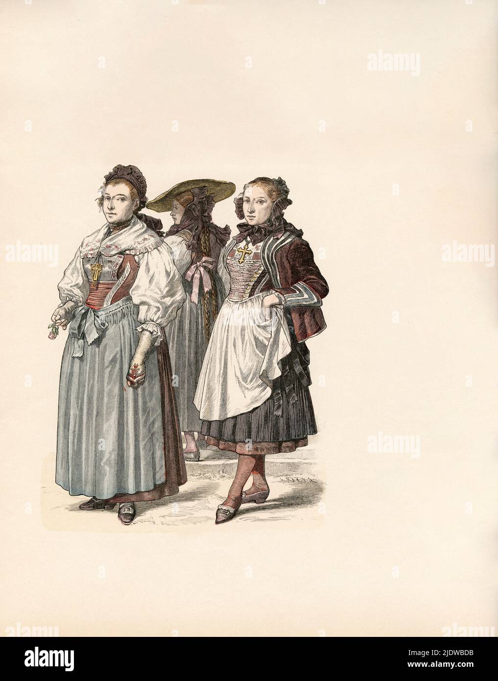Swiss Costumes, Solothurn, Switzerland, late 18th Century, Illustration ...