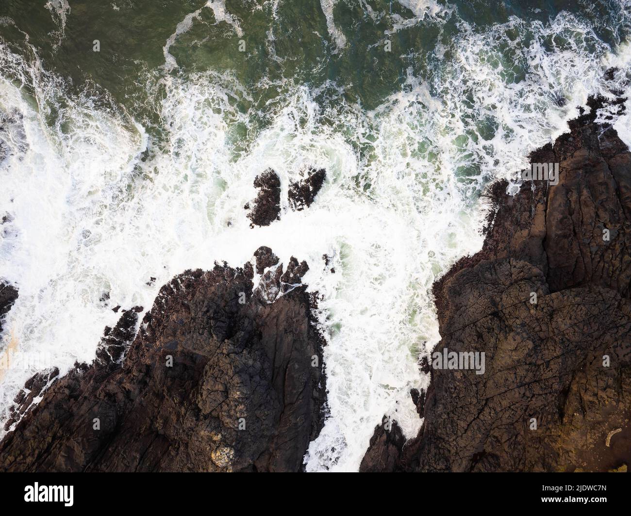 View from above on the water surface - the sea, the ocean with white ...