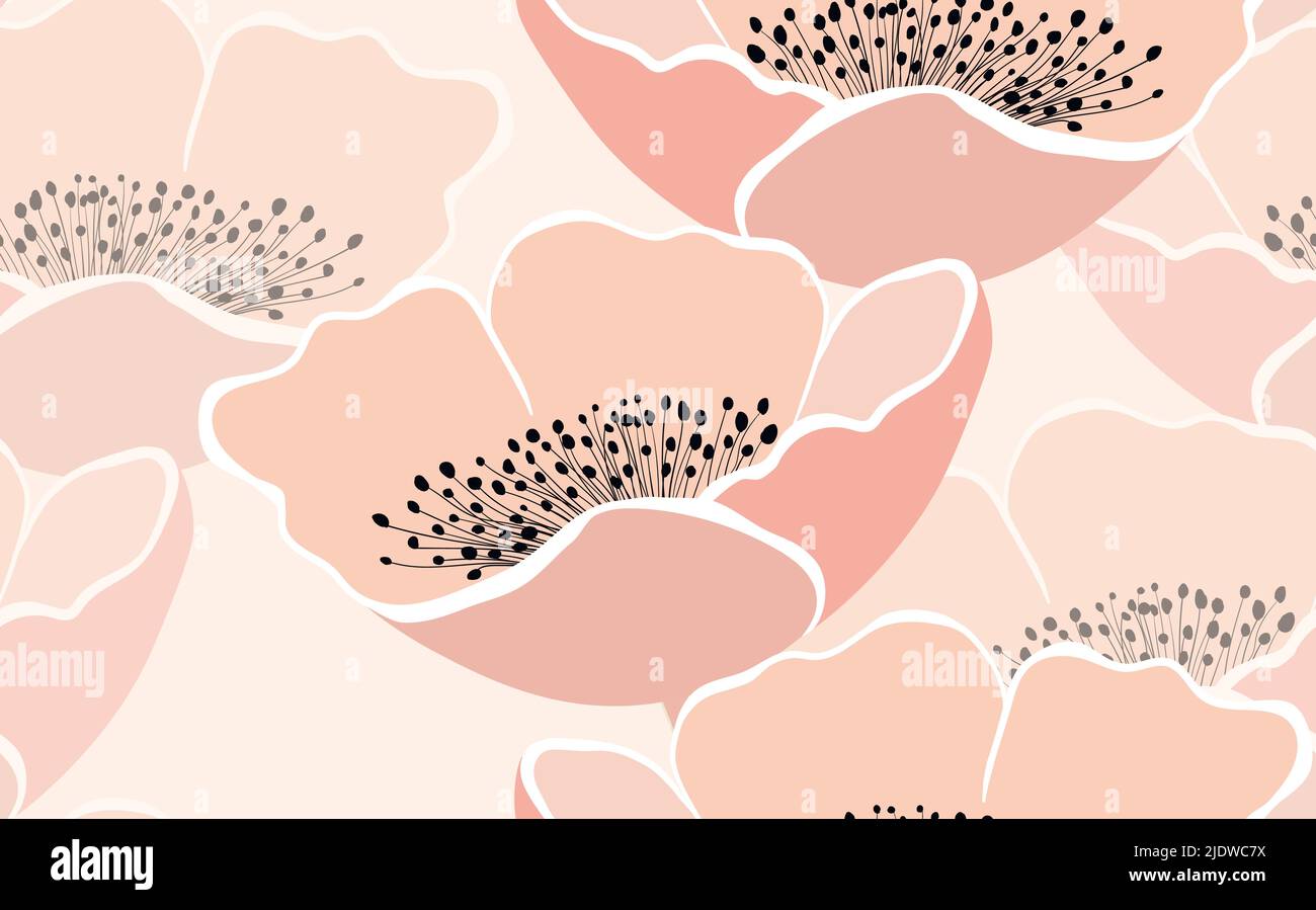 Spring colorful vector illustration with pink roses. Cartoon style ...