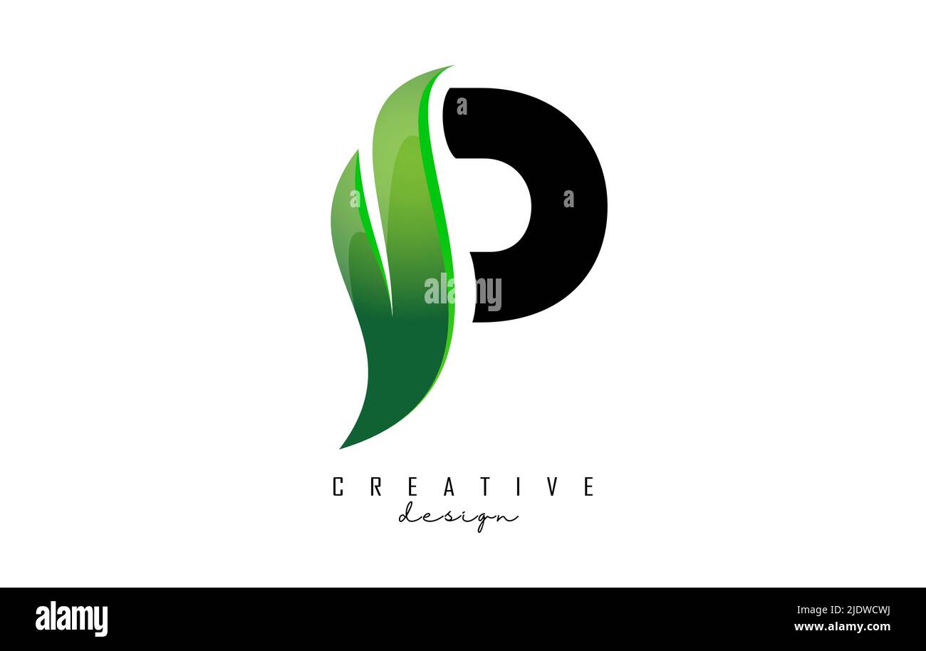 Vector illustration of abstract letter P with leaf, eco, natural design ...