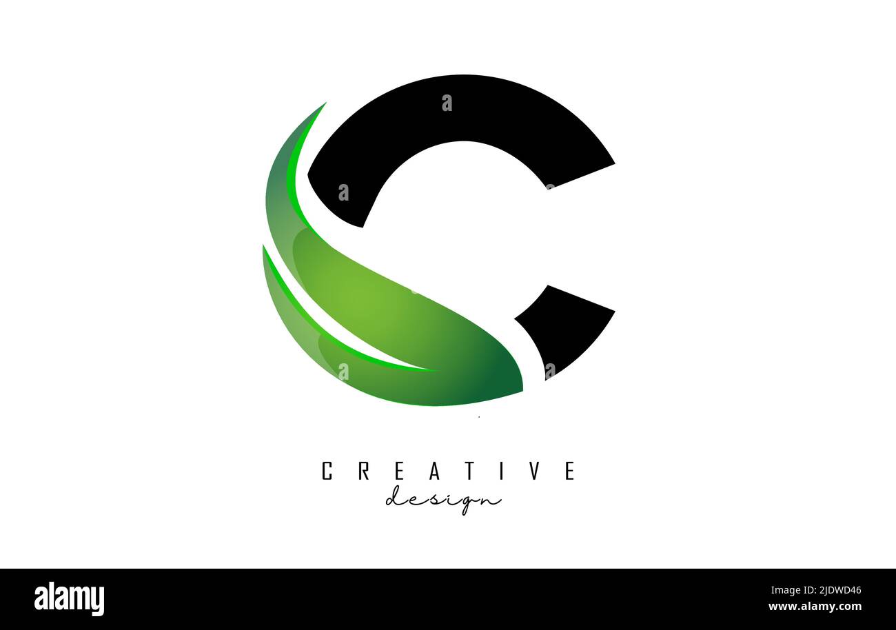 Vector illustration of abstract letter C with leaf, eco, natural design ...