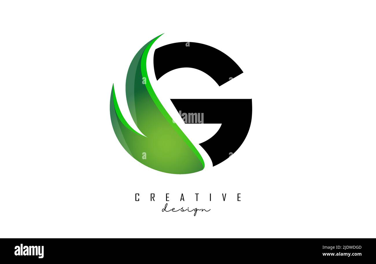 Vector illustration of abstract letter G with leaf, eco, natural design ...