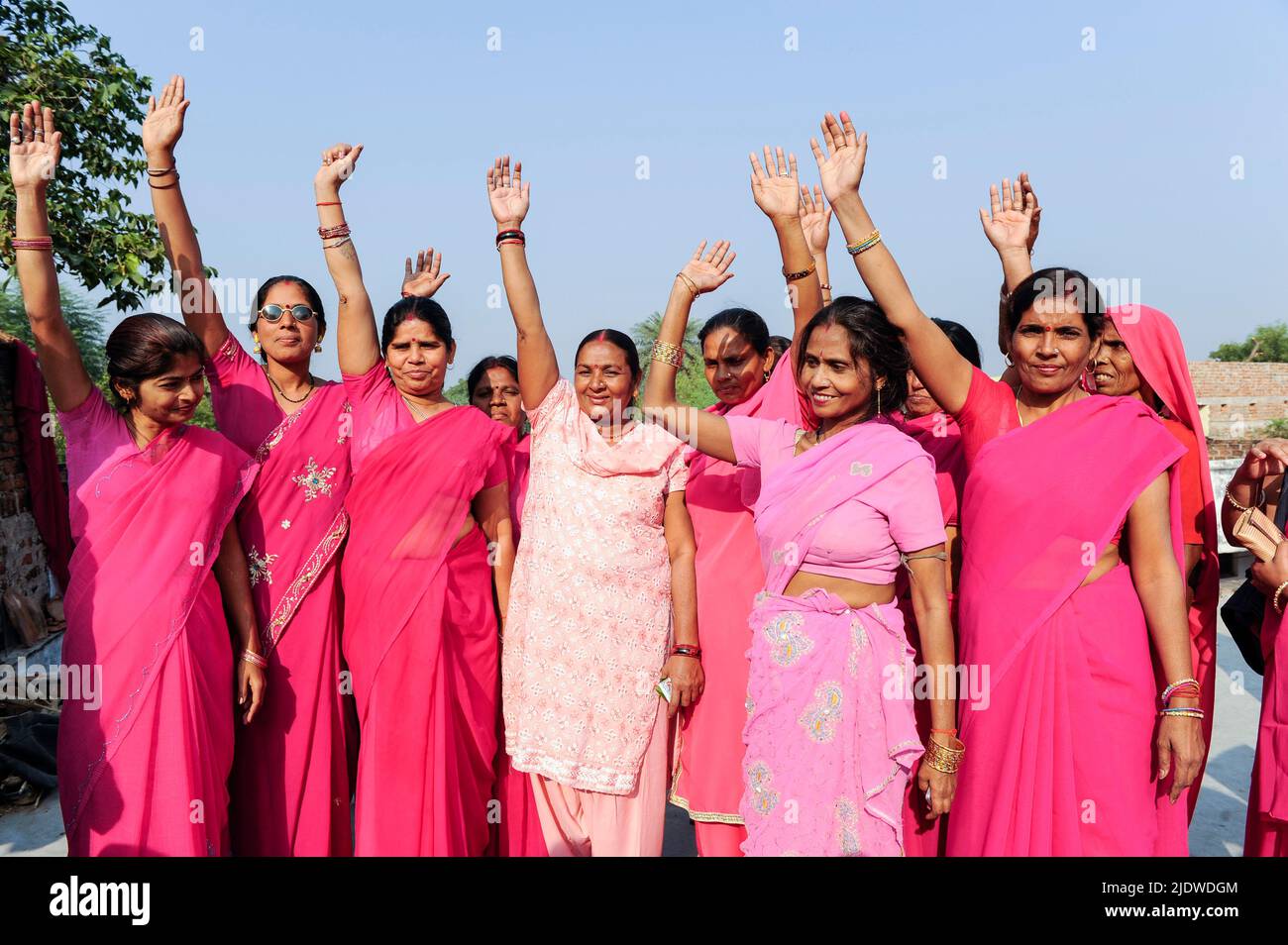 INDIA, Uttar Pradesh, Bundelkhand, women movement Gulabi Gang, founded by Sampat Pal Devi ...