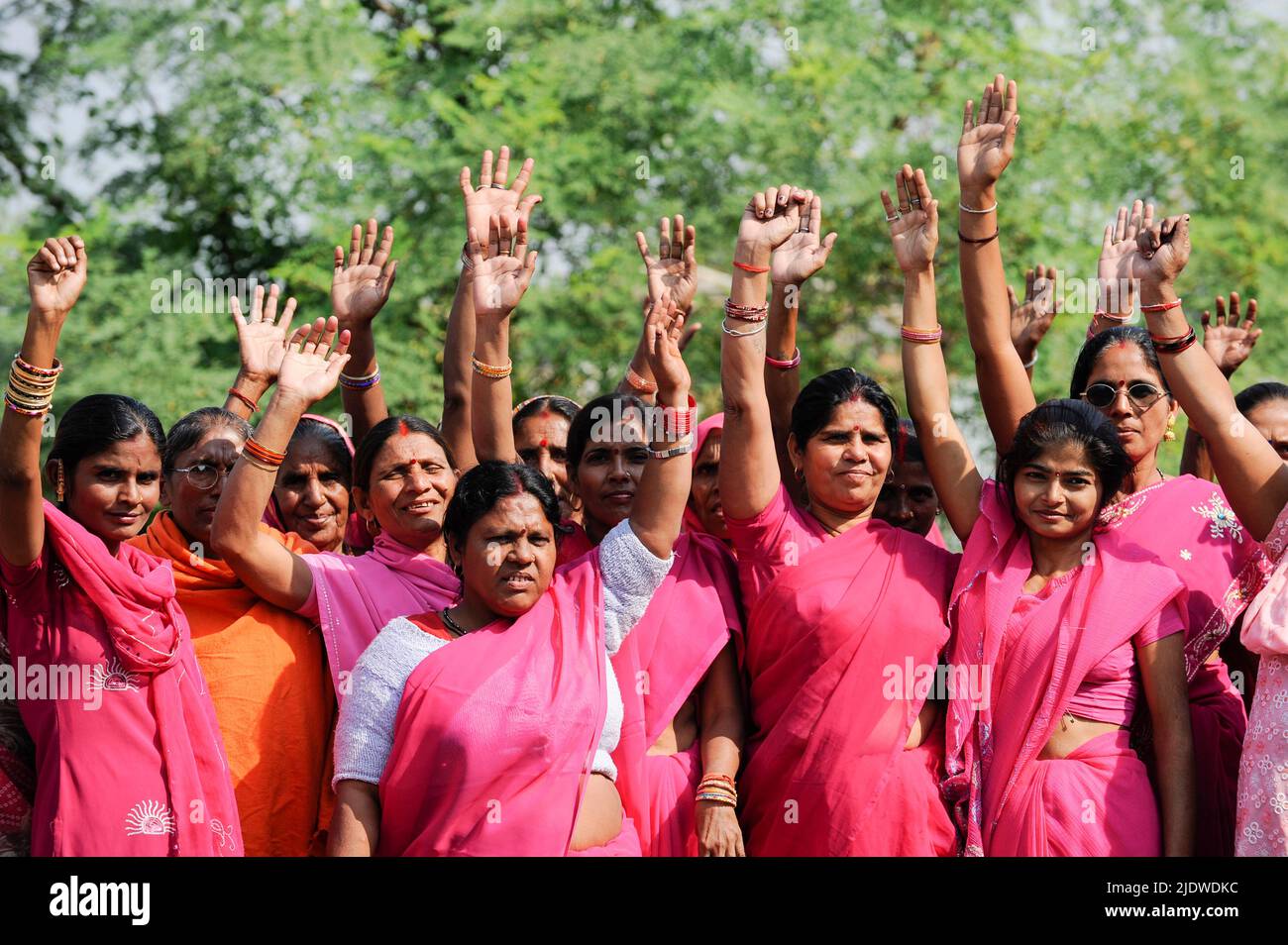 INDIA, Uttar Pradesh, Bundelkhand, women movement Gulabi Gang, founded by Sampat Pal Devi ...