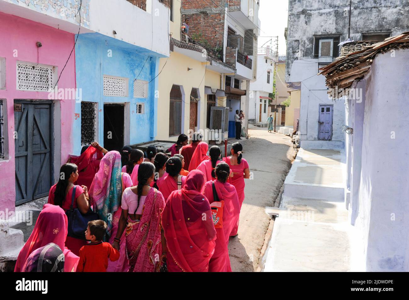 INDIA, Uttar Pradesh, Bundelkhand, women movement Gulabi Gang, founded by Sampat Pal Devi ...