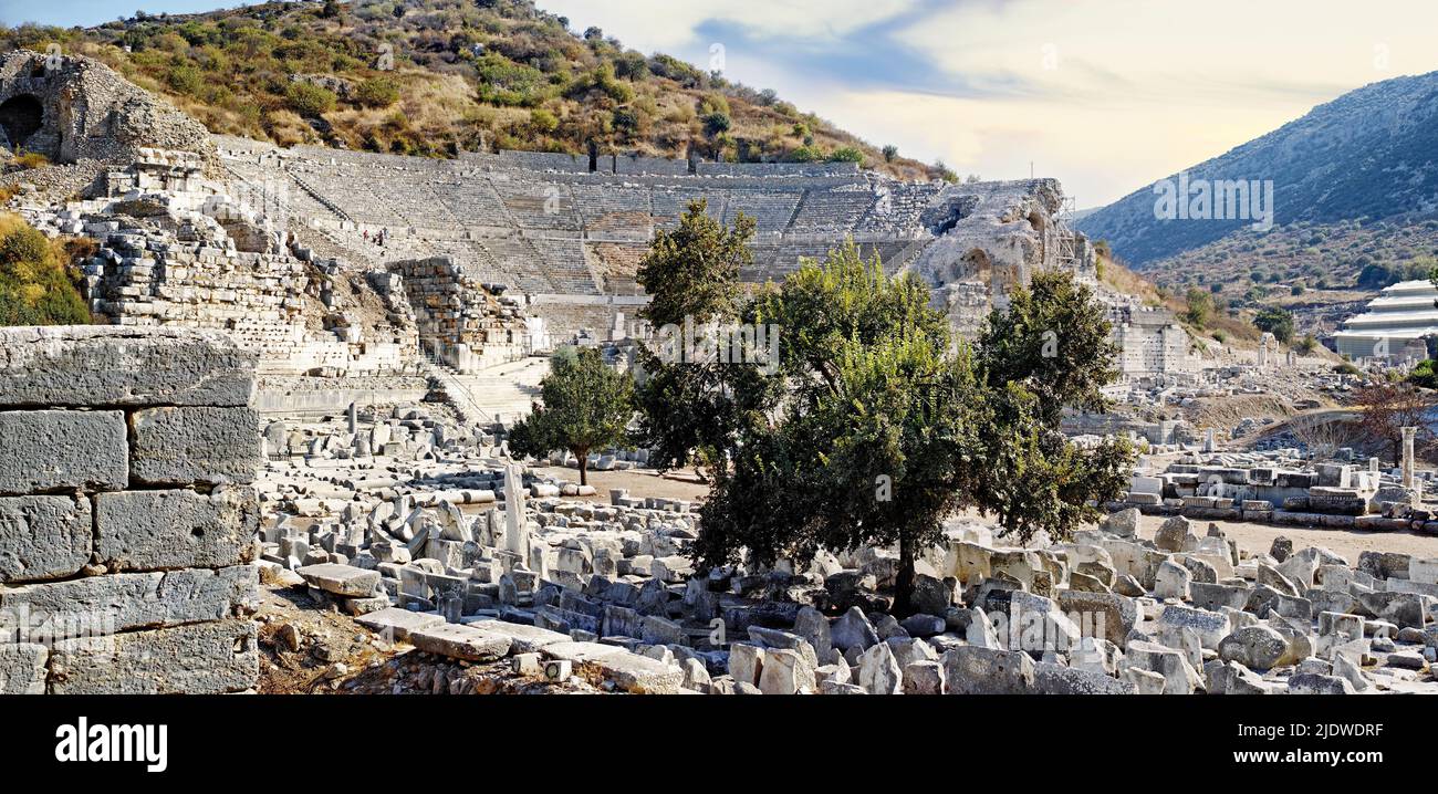 Ancient city ruins of Ephesus in Turkey surrounded by nature. Popular ...