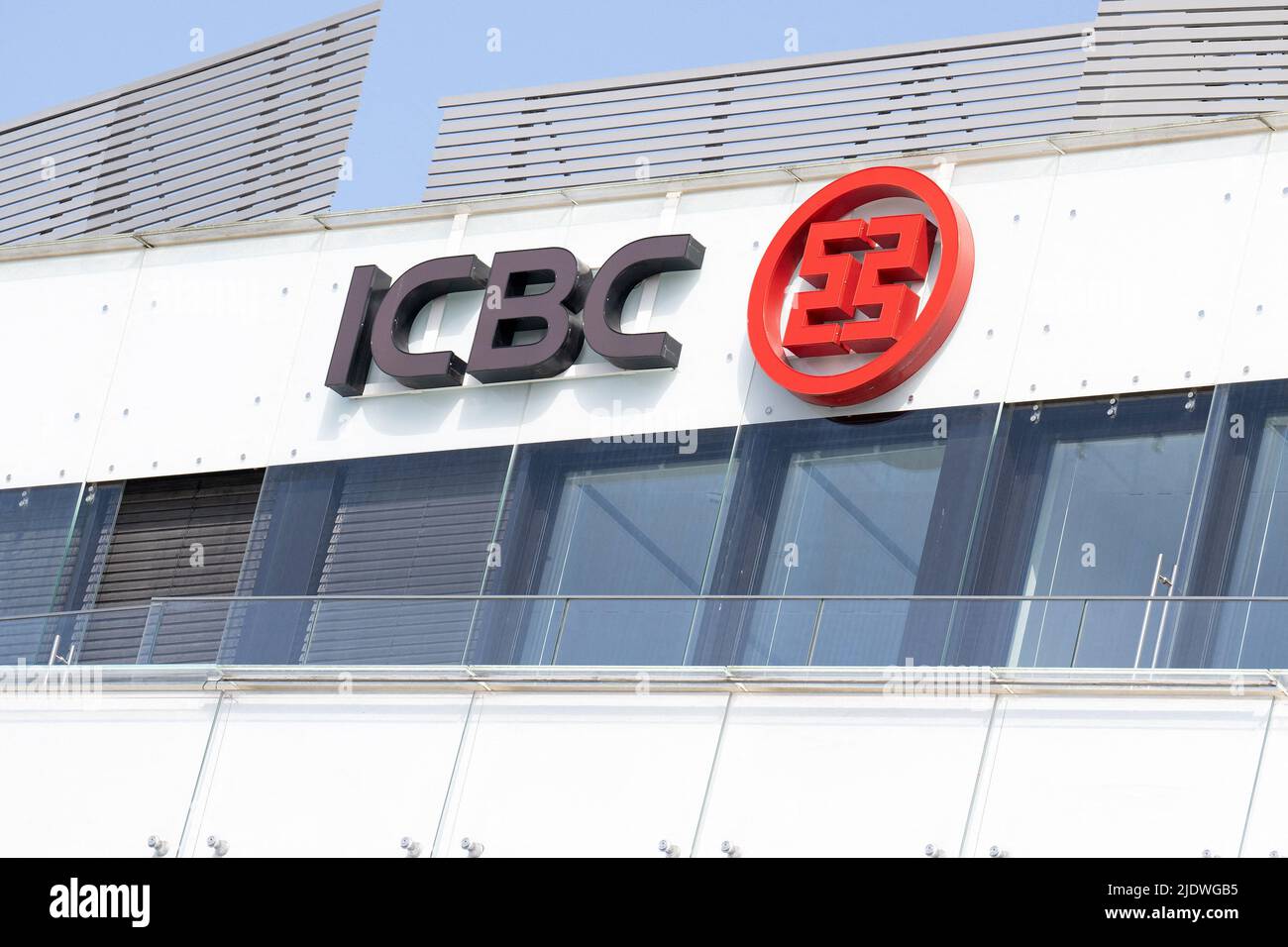 A shop sign of ICBC ( Industrial and Commercial Bank of China), on June 23, 2022 in Luxembourg ...