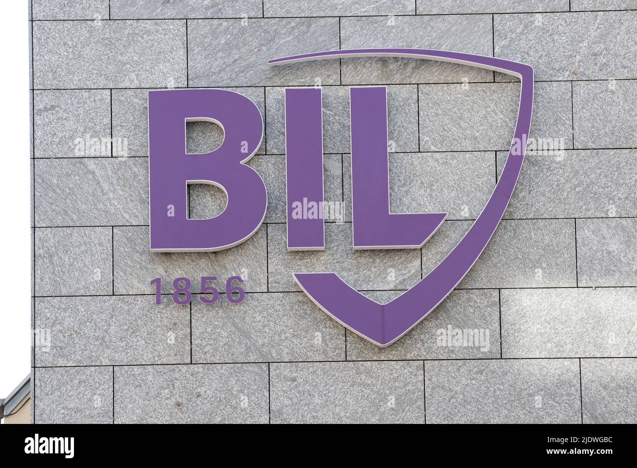 A shop sign of BIL (Banque Internationale Luxembourg), on June 23, 2022 ...