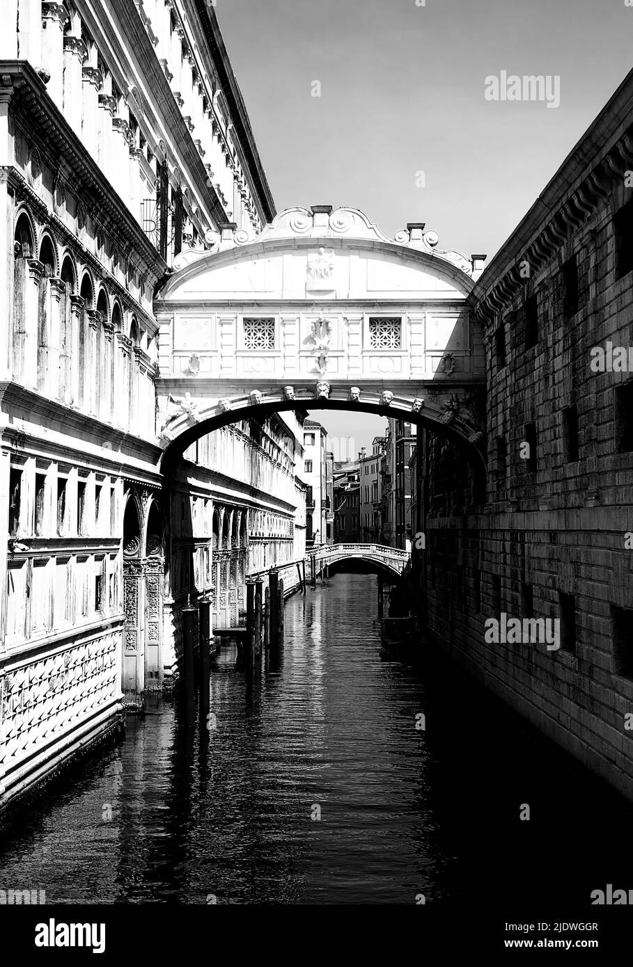 very famous Bridge of Sighs with a dramatic black and white effect in ...