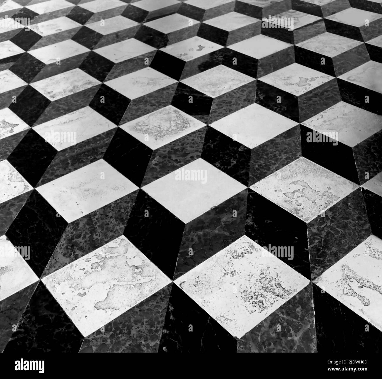 three-dimensional effect made many cubes and parallelepipeds in black ...