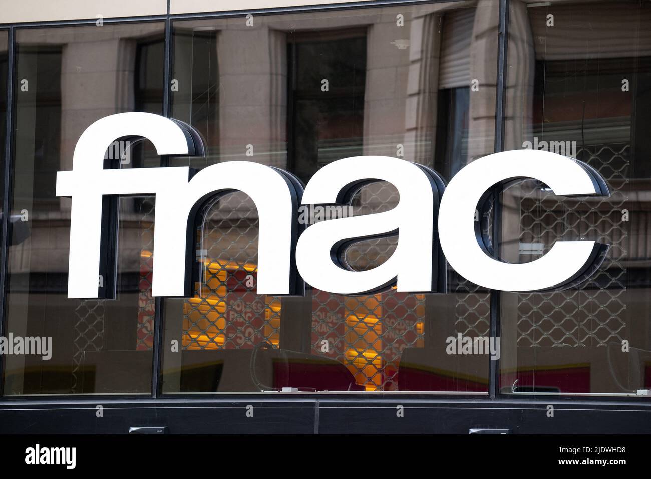A shop sign of FNAC, on June 23, 2022 in Luxembourg City, Luxembourg ...