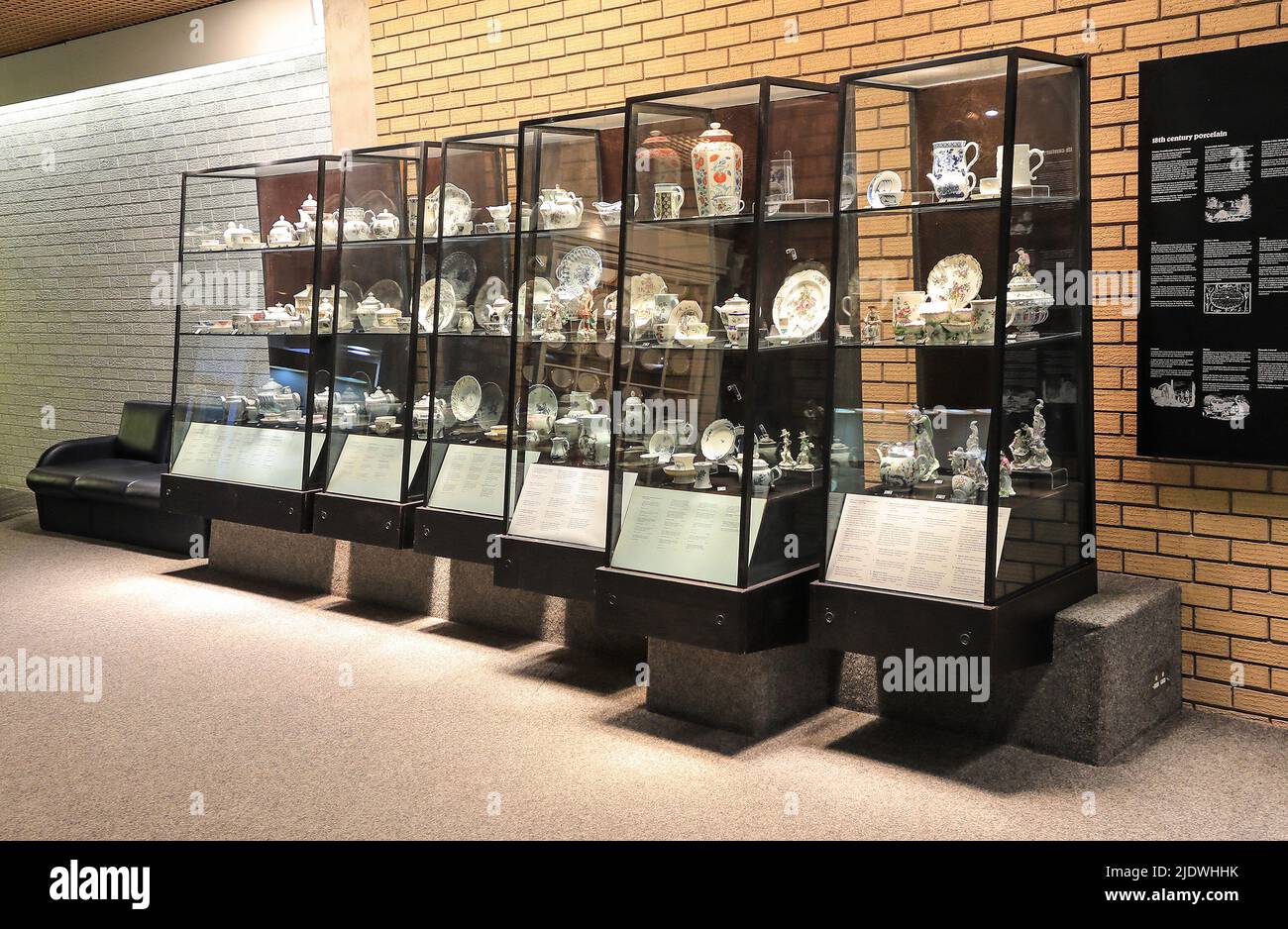 Display cases at the Potteries Museum and Art Gallery, Hanley, Stoke-on ...