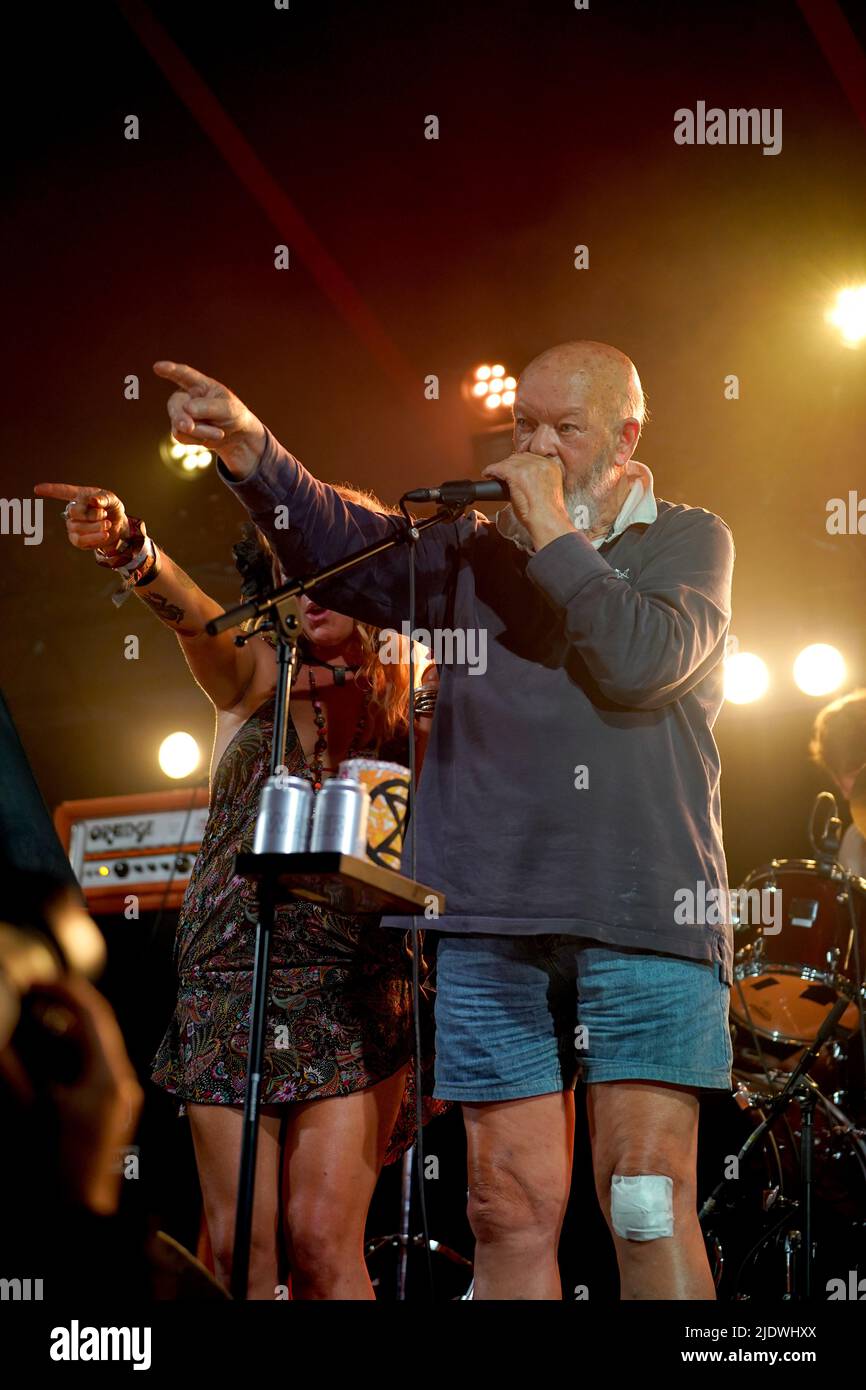 Glastonbury founder Michael Eavis performing with his band in the ...
