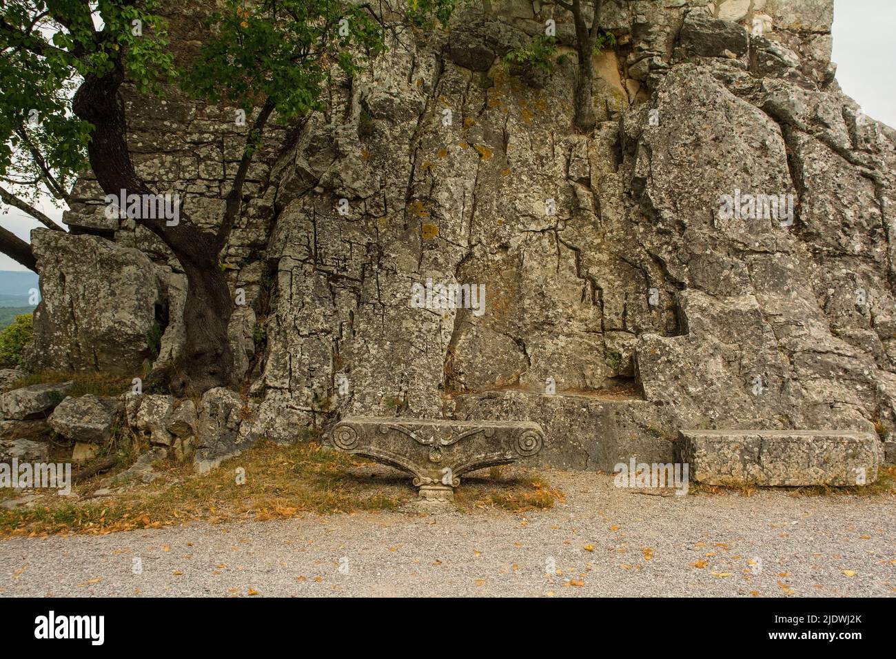 An historic medieval stone bench in north east Italy Stock Photo - Alamy