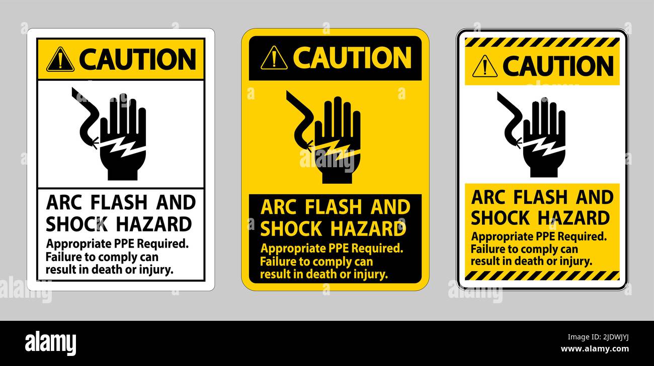 Caution Sign Arc Flash And Shock Hazard Appropriate PPE Required Stock ...