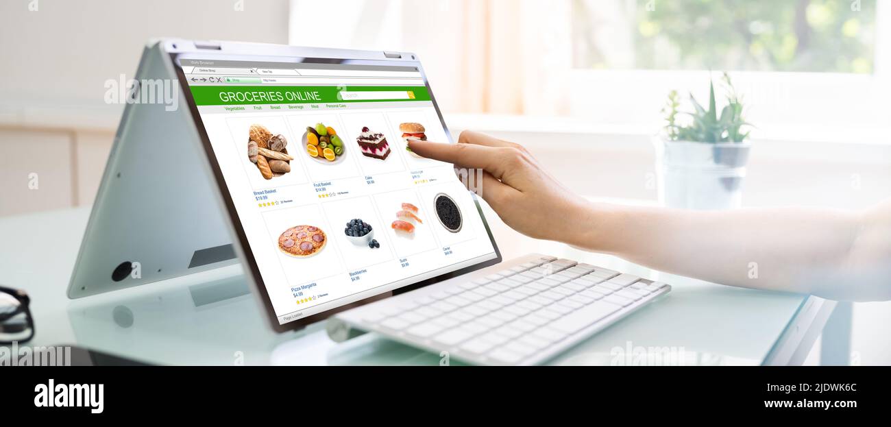 Food Purchase And Delivery. Online Retail Store Order Stock Photo - Alamy