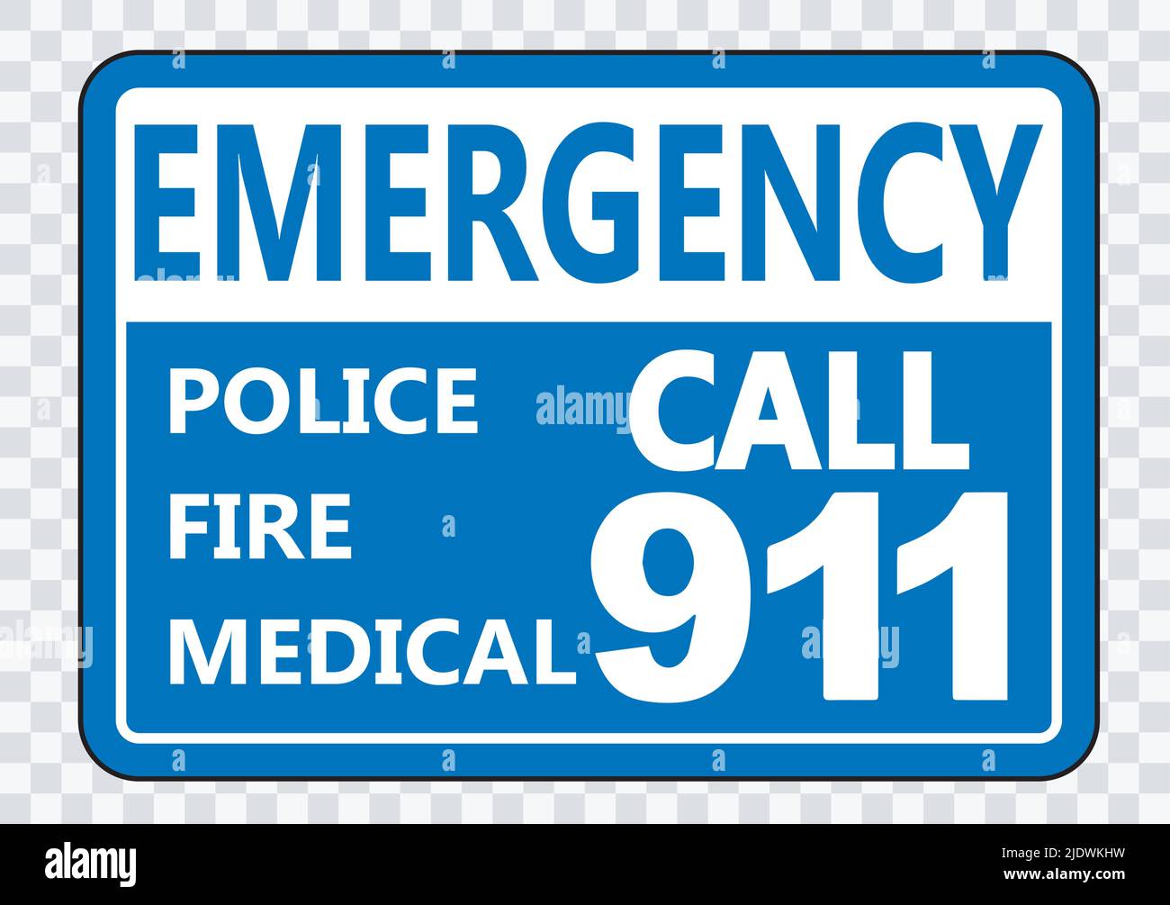 Emergency Call 911 Sign on transparent background,vector illustration ...