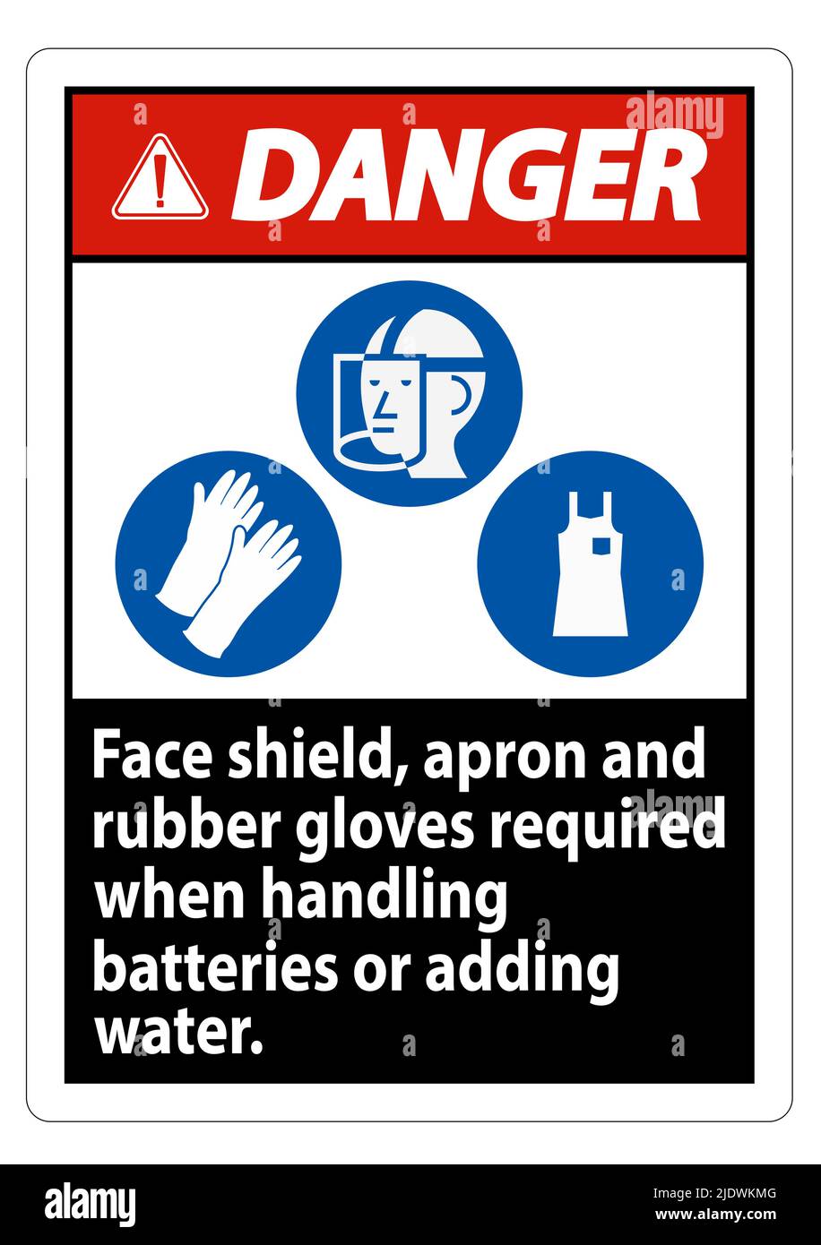 Danger Sign Face Shield, Apron And Rubber Gloves Required When Handling ...