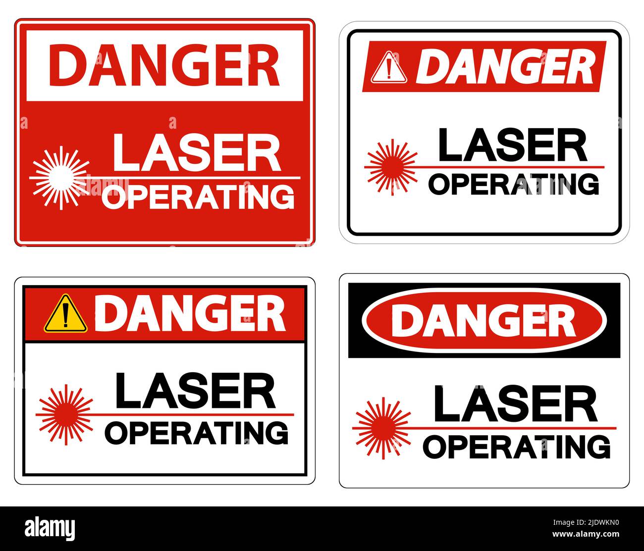 Danger Safety Sign Laser Operating On White Background Stock Vector ...