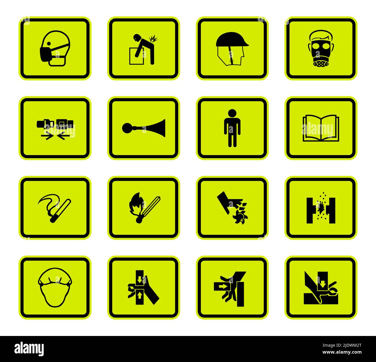 Warning Hazard Symbols labels Sign Isolated on White Background,Vector ...