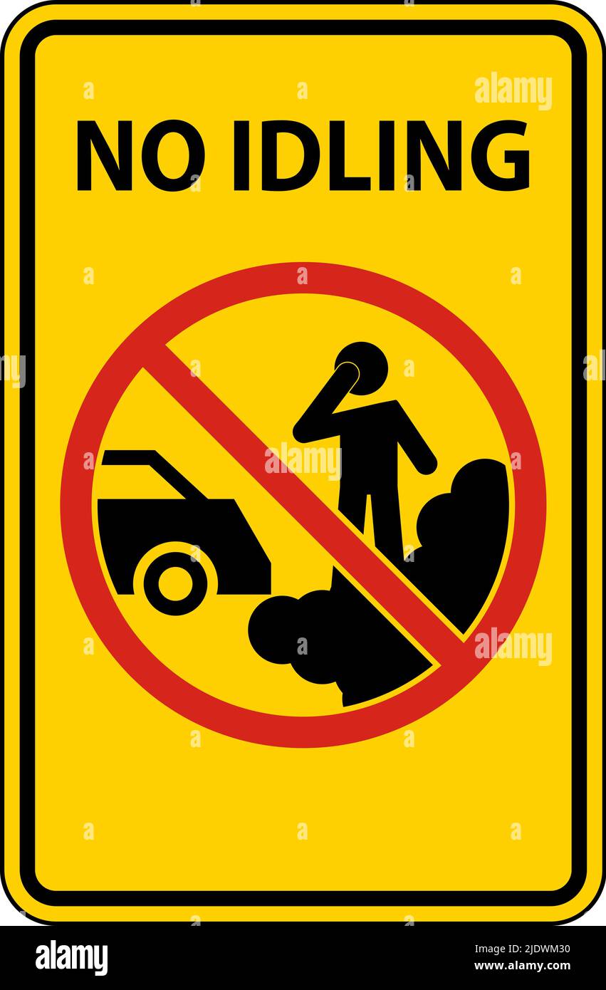 No Idling Sign On White Background Stock Vector Image & Art - Alamy