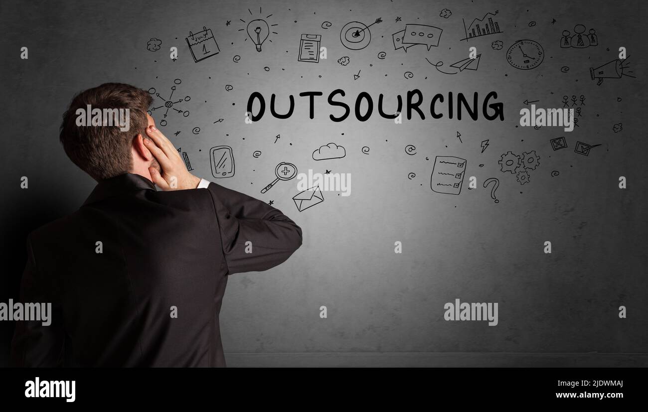 businessman drawing a creative idea sketch Stock Photo - Alamy