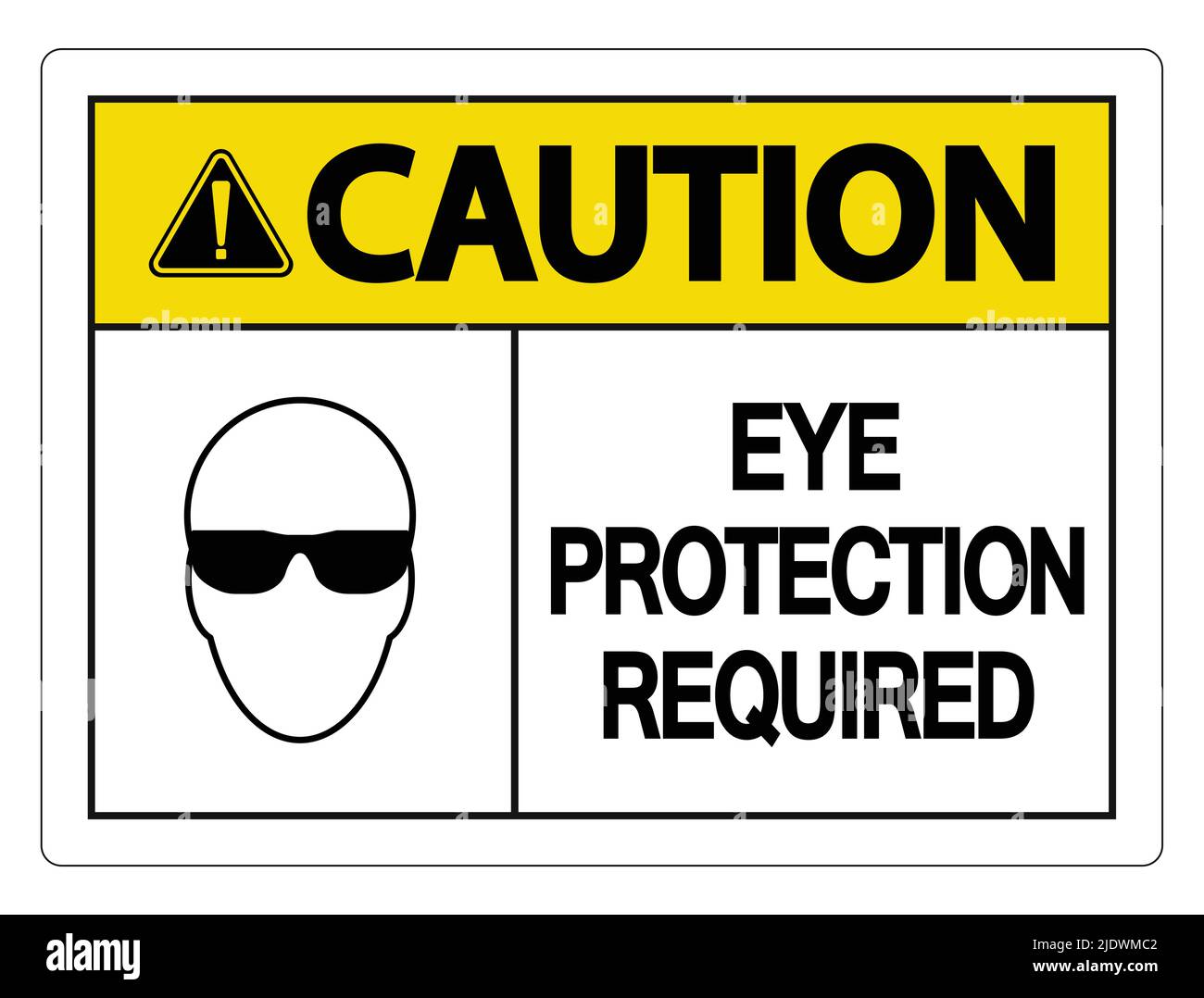 Caution Eye Protection Required Wall Sign On White Background Vector