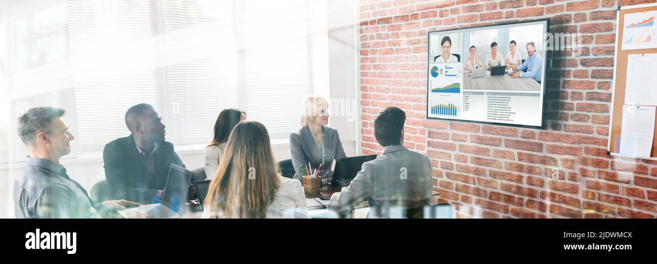 Man having video conference woman hi-res stock photography and images ...