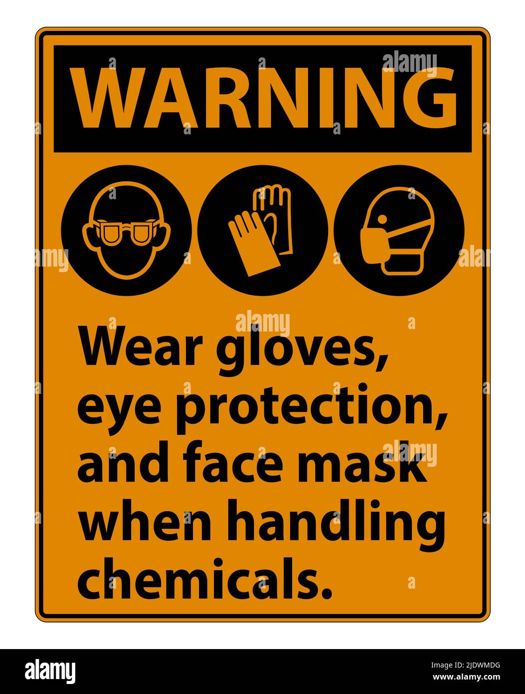 Warning Wear Gloves, Eye Protection, And Face Mask Sign Isolate On ...