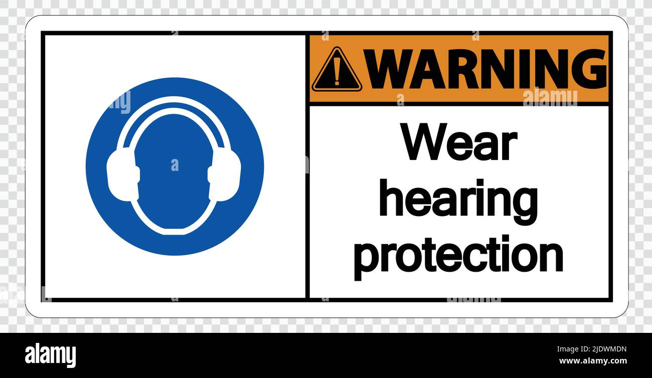 Warning Wear hearing protection on transparent background,vector ...