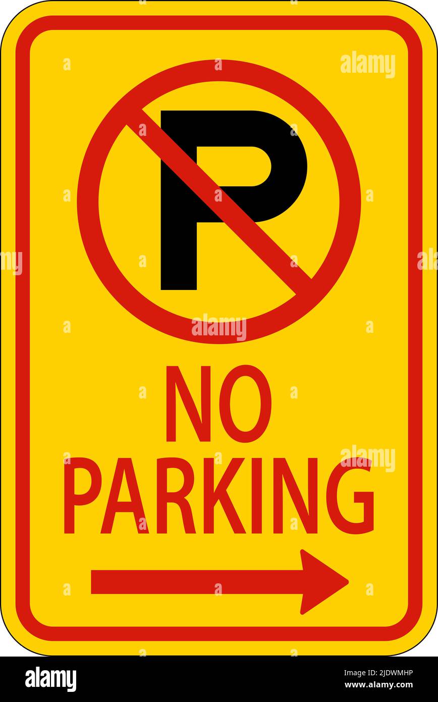 No Parking Right Arrow Sign On White Background Stock Vector Image 4575