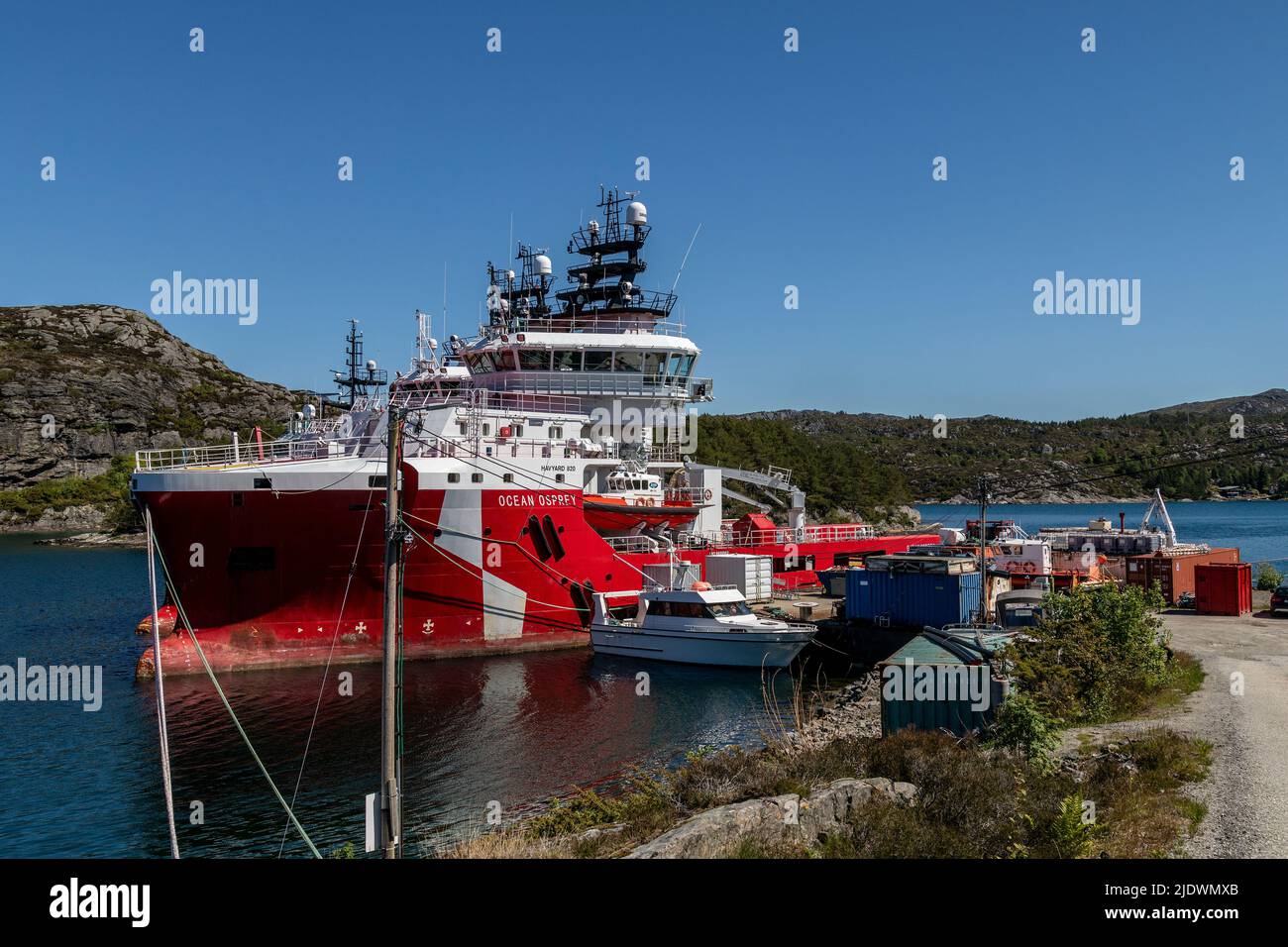 Offshore supply vessels Ocean Osprey and Ocean Falcon moored at Sotra ...