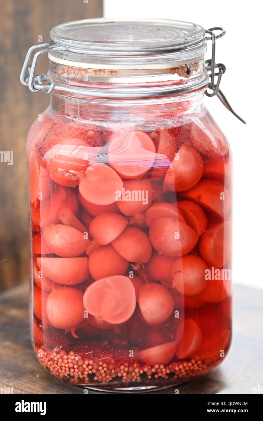 Fermented preserved vegetarian vegetable food in a jar Stock Photo - Alamy