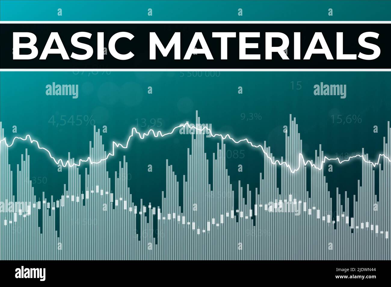 Financial market sector Basic materials on blue background. Stock ...