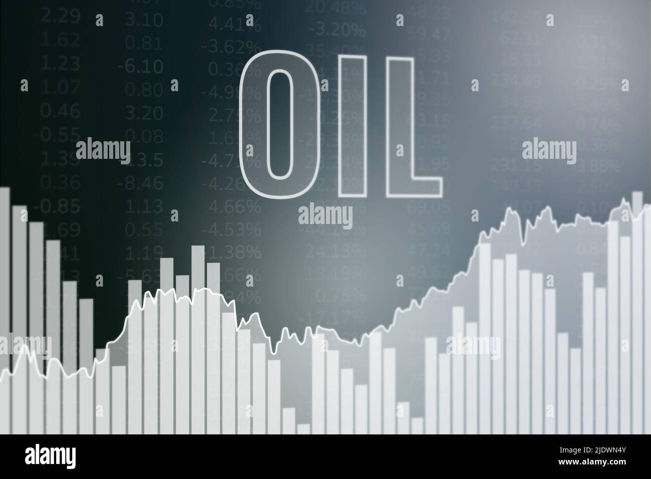 Price change on trading Oil on dark finance background. 3D render, soft ...