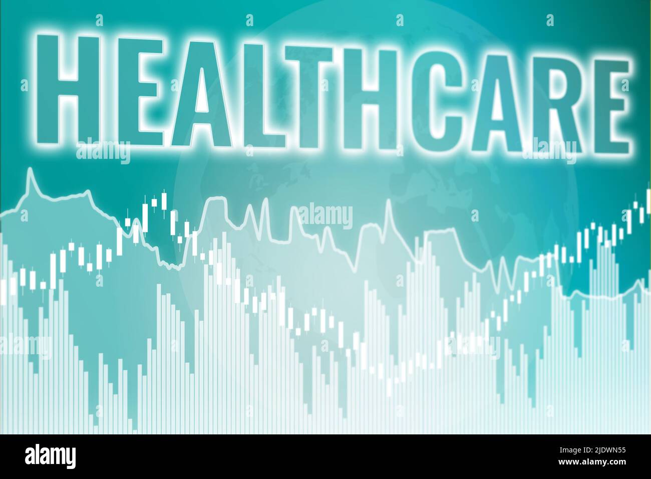 Financial market sector Healthcare on blue background from graphs ...