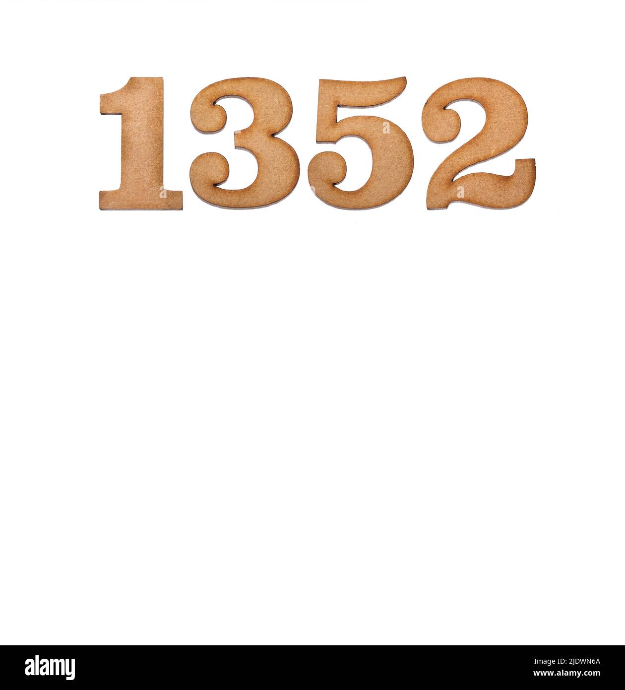 Number 1352 - Piece of wood isolated on white background Stock Photo ...