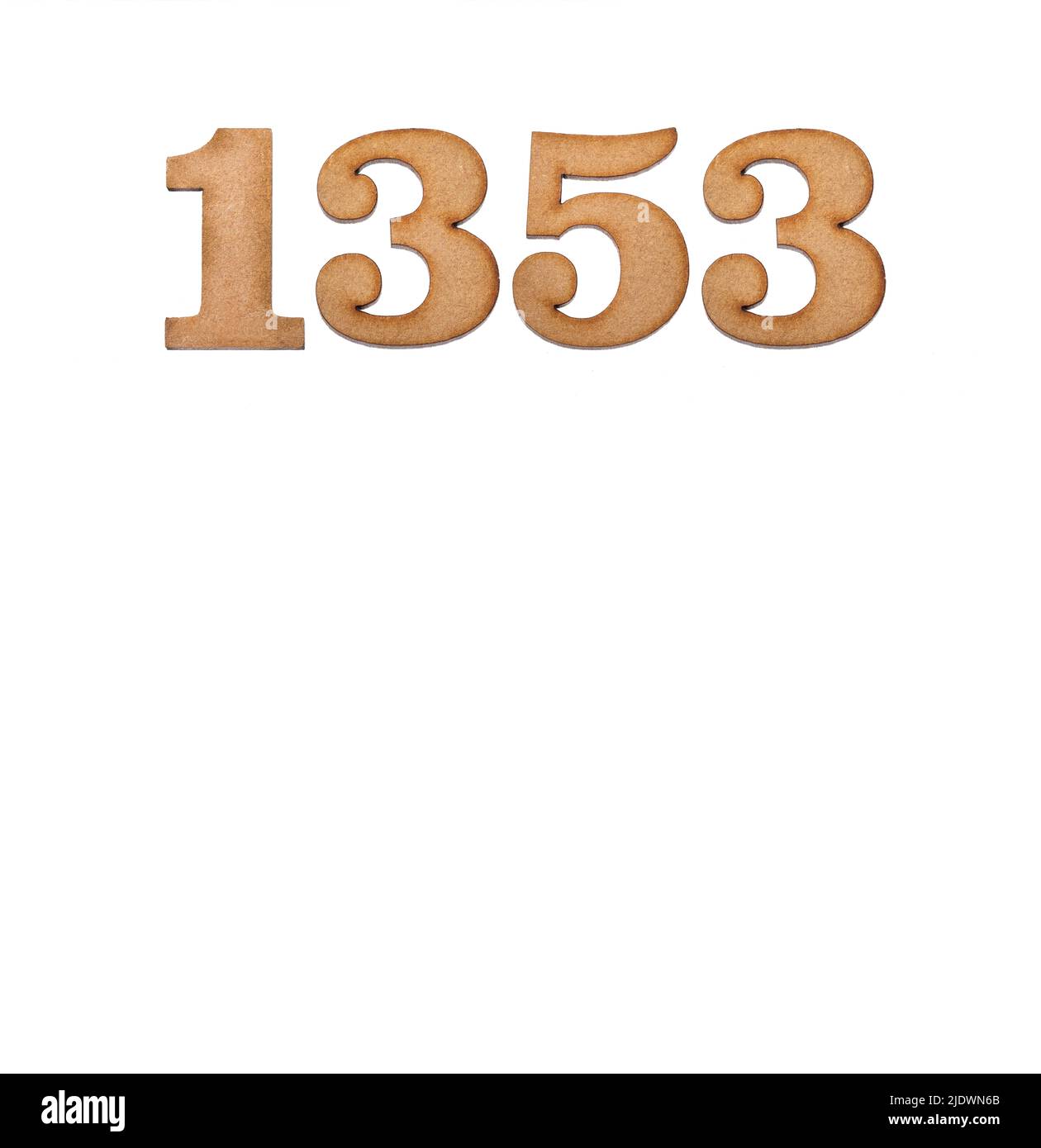 Number 1353 in wood, isolated on white background Stock Photo - Alamy