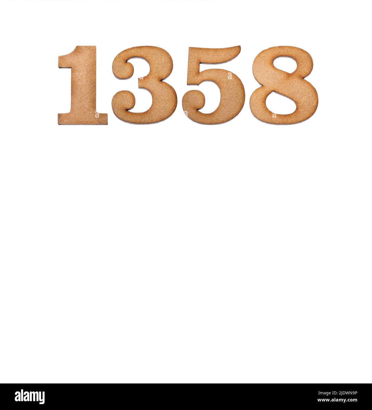 Number 1358 - Piece of wood isolated on white background Stock Photo ...