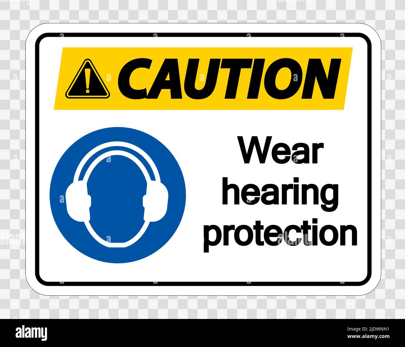 Caution Wear hearing protection on transparent background,vector ...