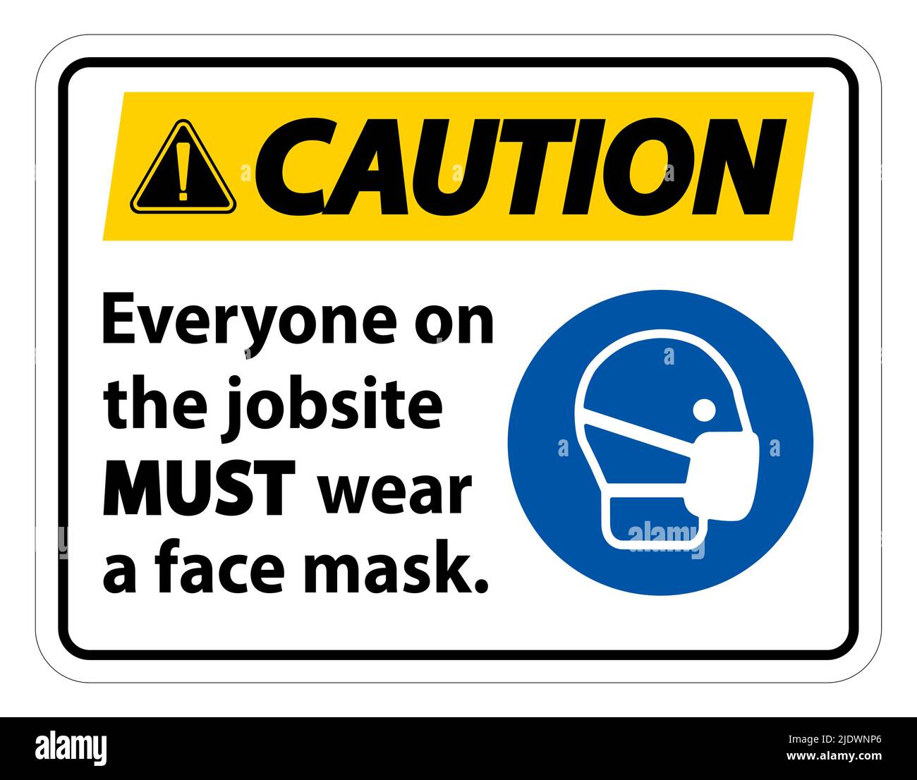 Caution Wear A Face Mask Sign Isolate On White Background Stock Vector ...
