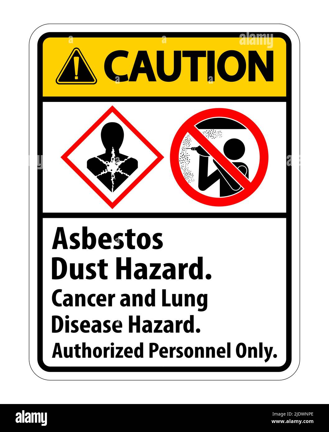 Caution Safety Label,Asbestos Dust Hazard, Cancer And Lung Disease ...