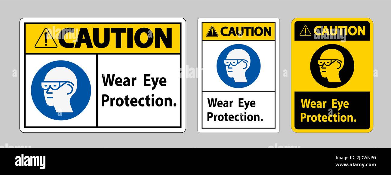 Caution Sign Wear Eye Protection on white background Stock Vector Image ...