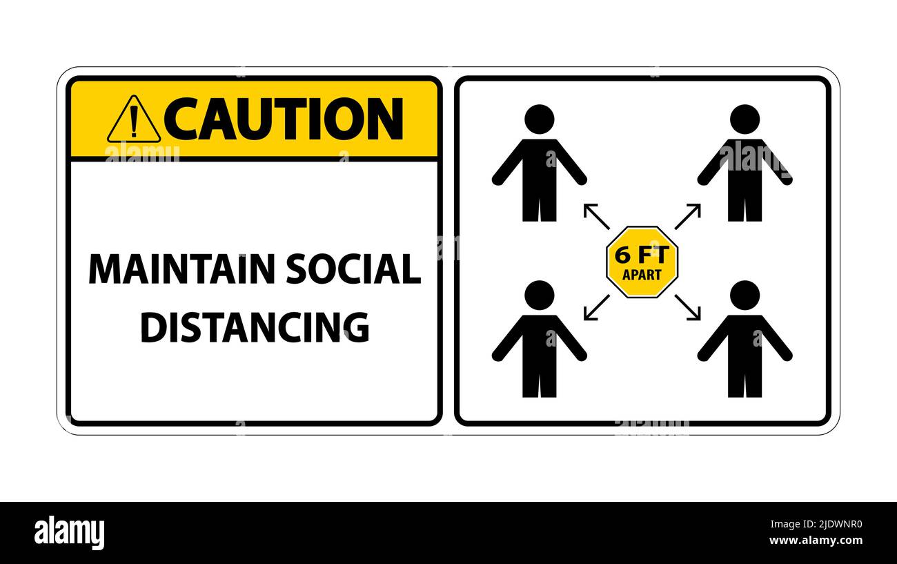 Caution Maintain social distancing, stay 6ft apart sign,coronavirus ...