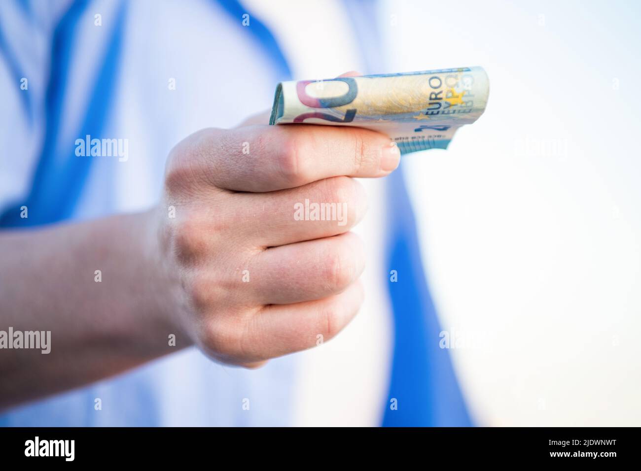 Blur guy giving cash money banknotes selective focus outdoors Stock ...